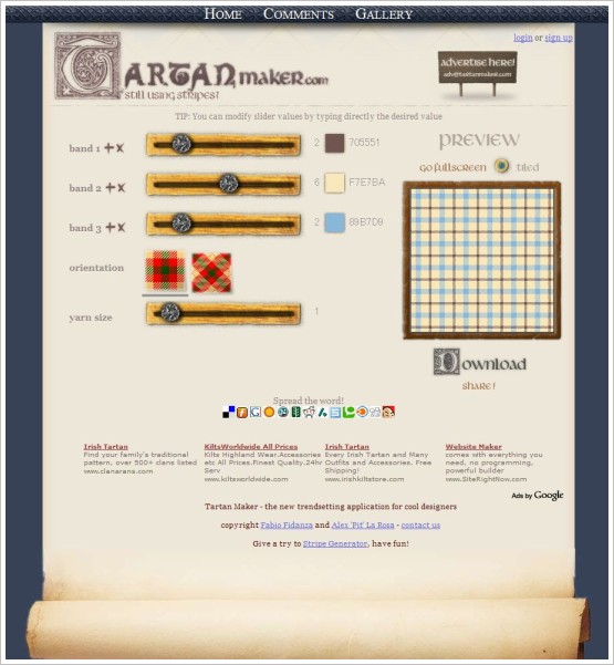タータンチェックの画像が作成できる「Tartan Maker」 - FIREDOG BLOG｜パソコンなら何でもできる！